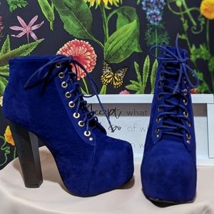Shoes | Royal Blue Lace Boots | Poshmark
